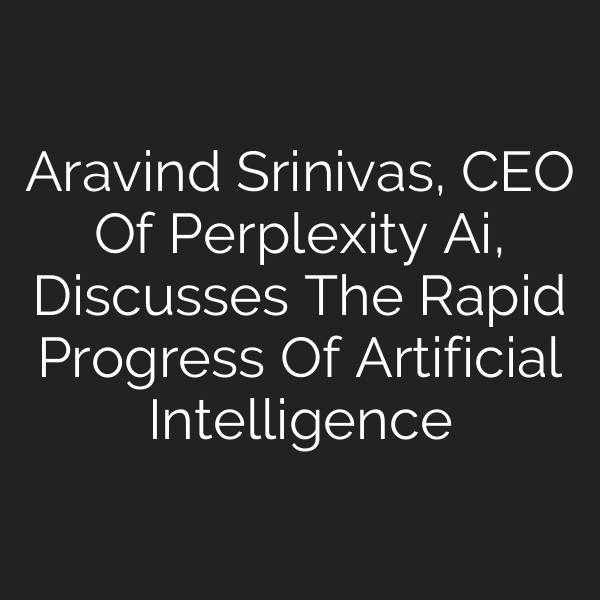 Aravind Srinivas, CEO Of Perplexity Ai, Discusses The Rapid Progress Of ...