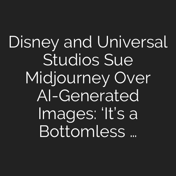 Disney and Universal Studios Sue Midjourney Over AI-Generated Images: 'It's a Bottomless ...