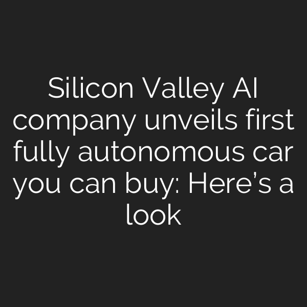 Silicon Valley AI company unveils first fully autonomous car you can ...